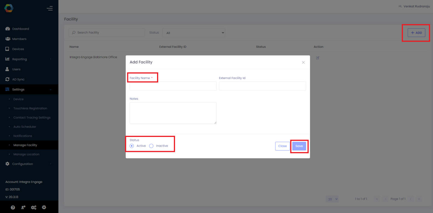 Integra Engage Manage Facility