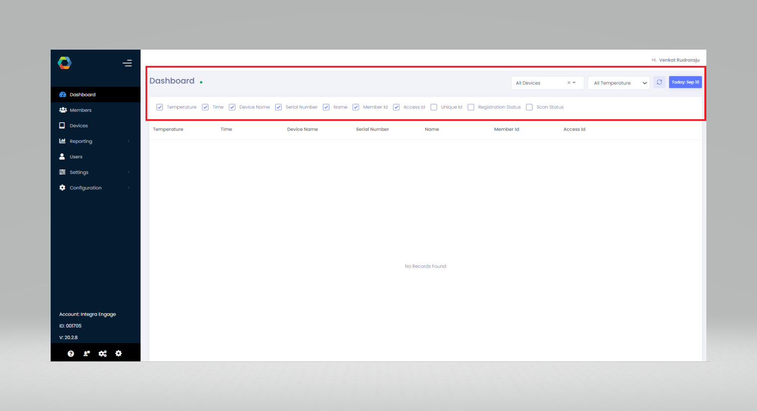 Integra Engage Dashboard