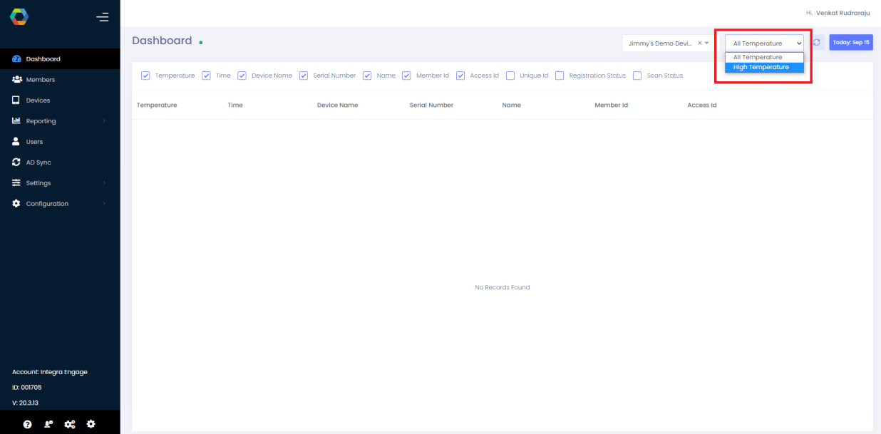 Integra Engage Dashboard
